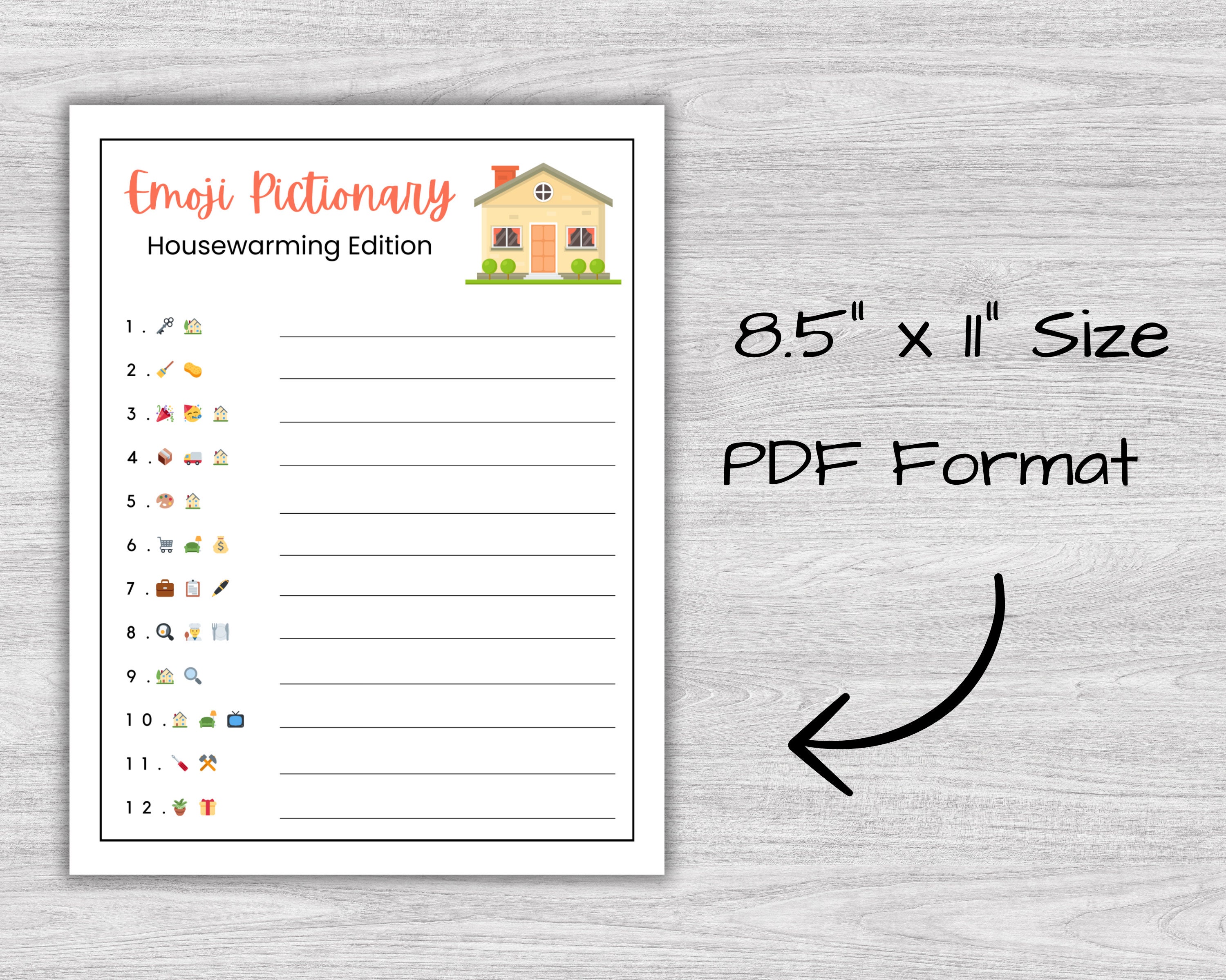 Housewarming Party Games, Printable Housewarming Emoji Pictionary Game ...
