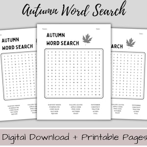 Autumn Word Search, Printable Word Search, Word Search Puzzle, Fall ...