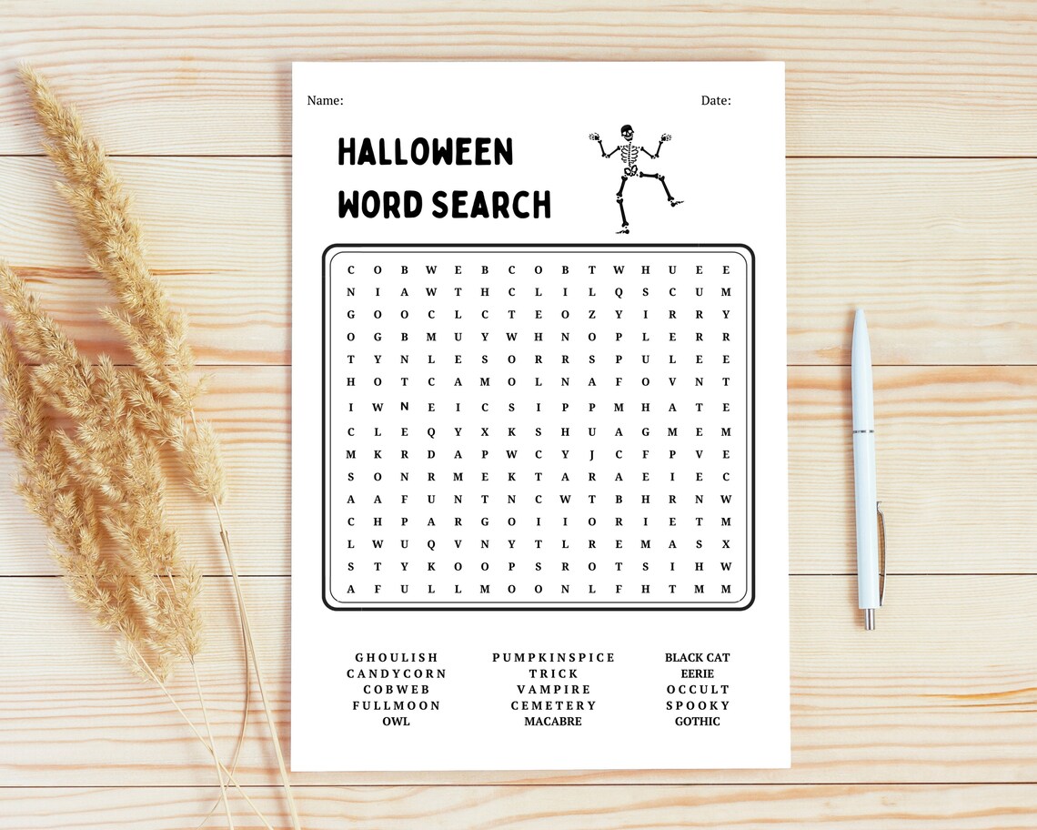 Halloween Word Search Game, Printable Word Search, Halloween Party ...