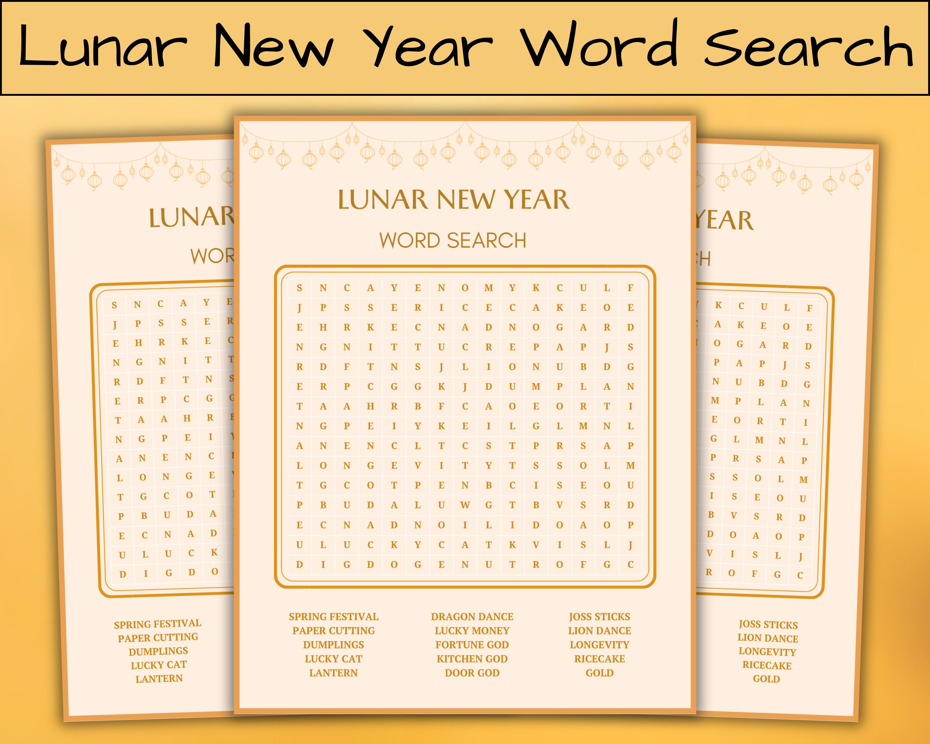 Lunar New Year Word Search, Printable Lunar New Year Activity for Kids ...