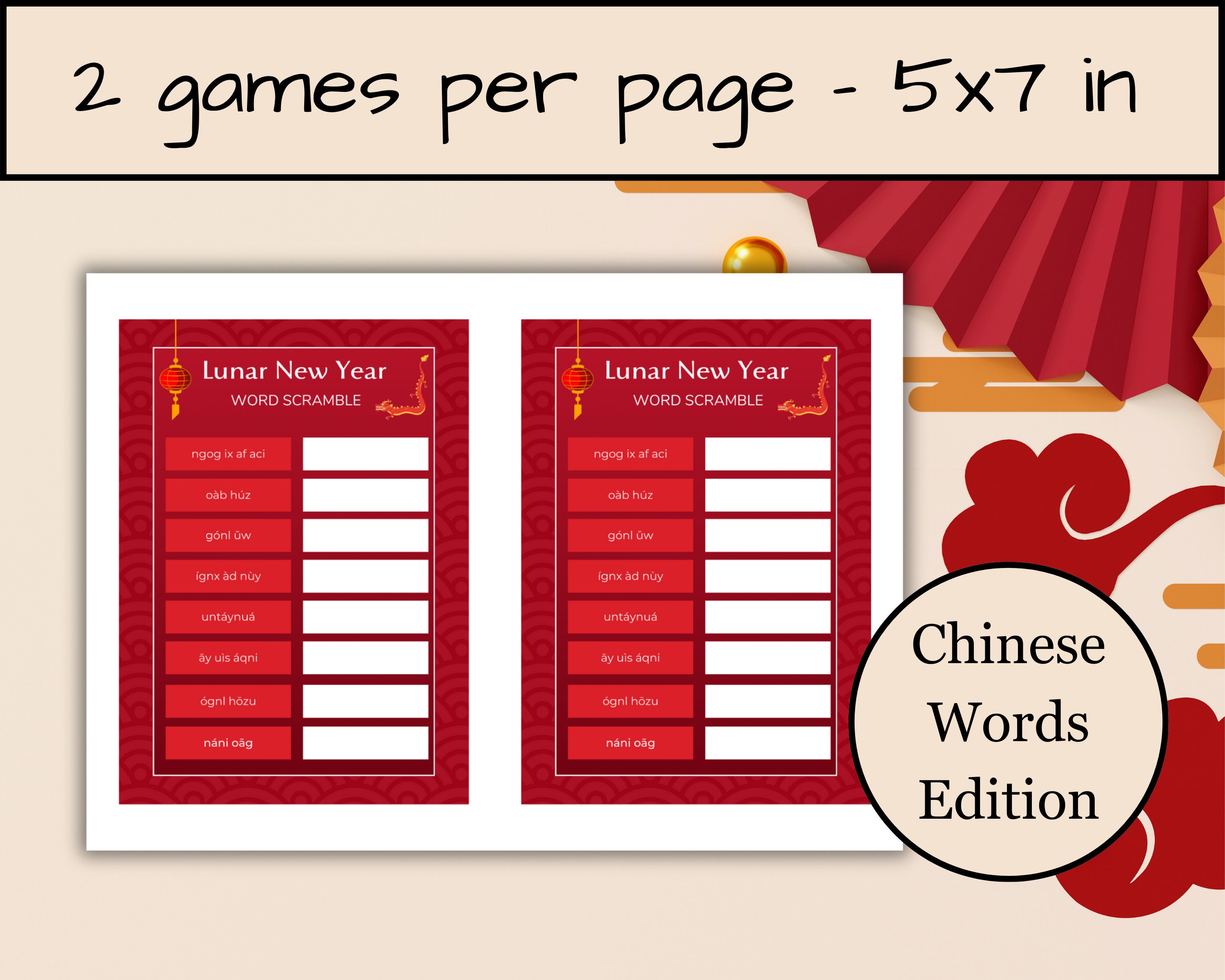 Lunar New Year Word Scramble Game, Printable Lunar New Year Games ...