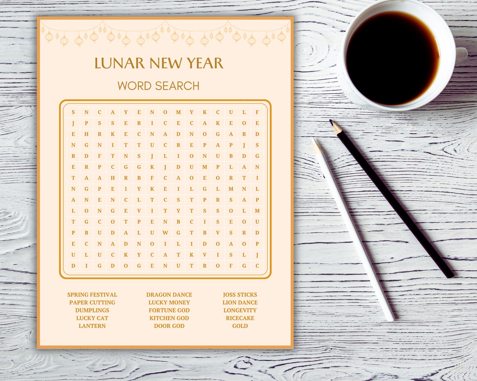 Lunar New Year Word Search, Printable Lunar New Year Activity for Kids ...