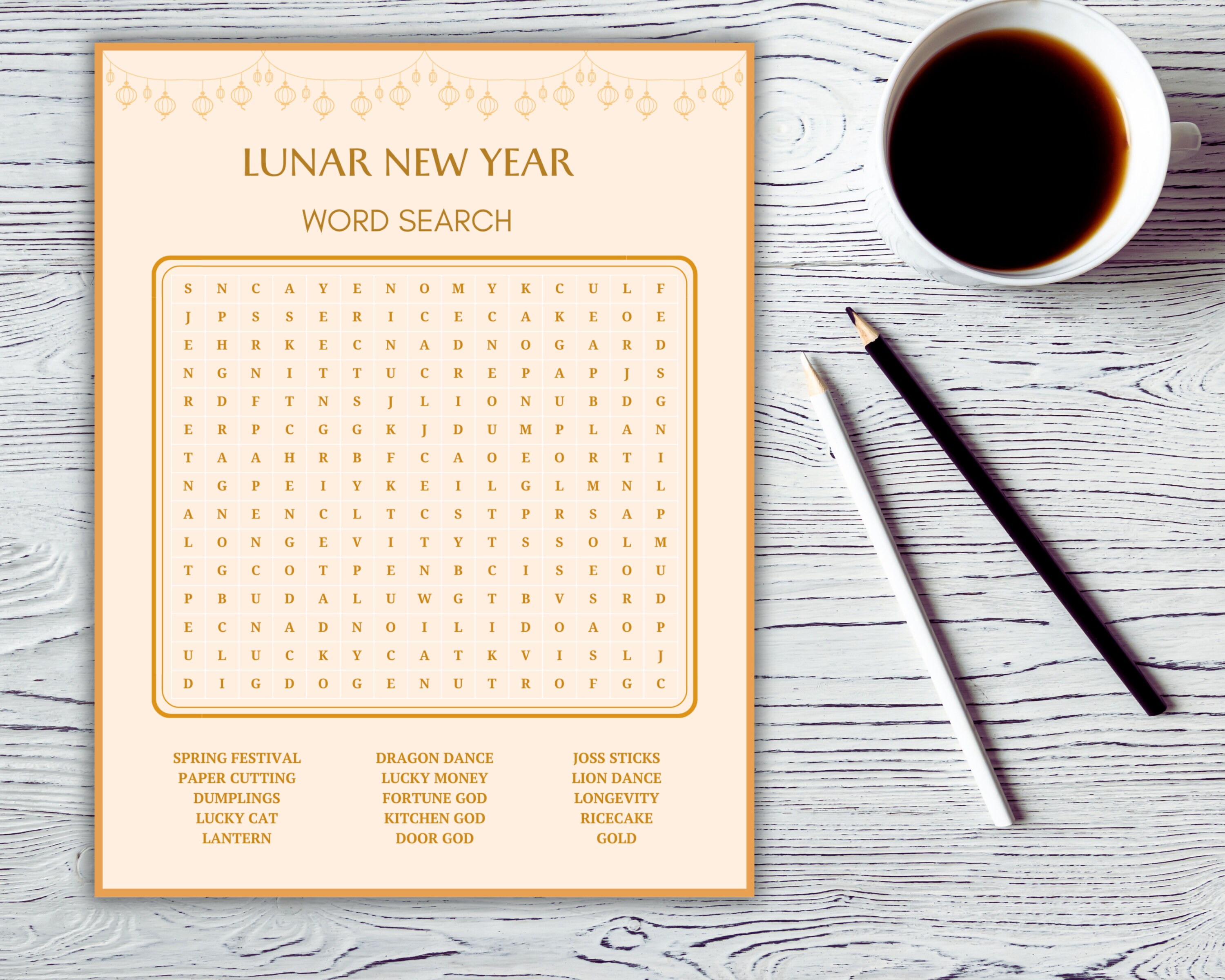 Lunar New Year Word Search, Printable Lunar New Year Activity for Kids ...