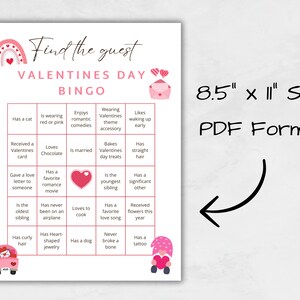 Valentine's Day Find the Guest Bingo Printable Valentine's Day Party ...