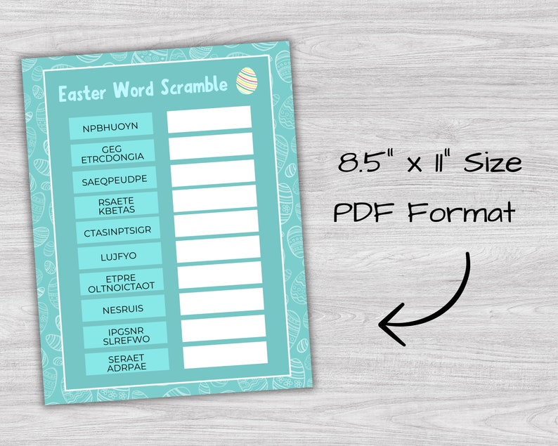 Easter Word Scramble Game, Printable Easter Activity for Kids and ...