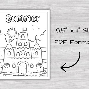 Sandcastle Summer Coloring Page, Beach Coloring Pages for Kids, Kids ...