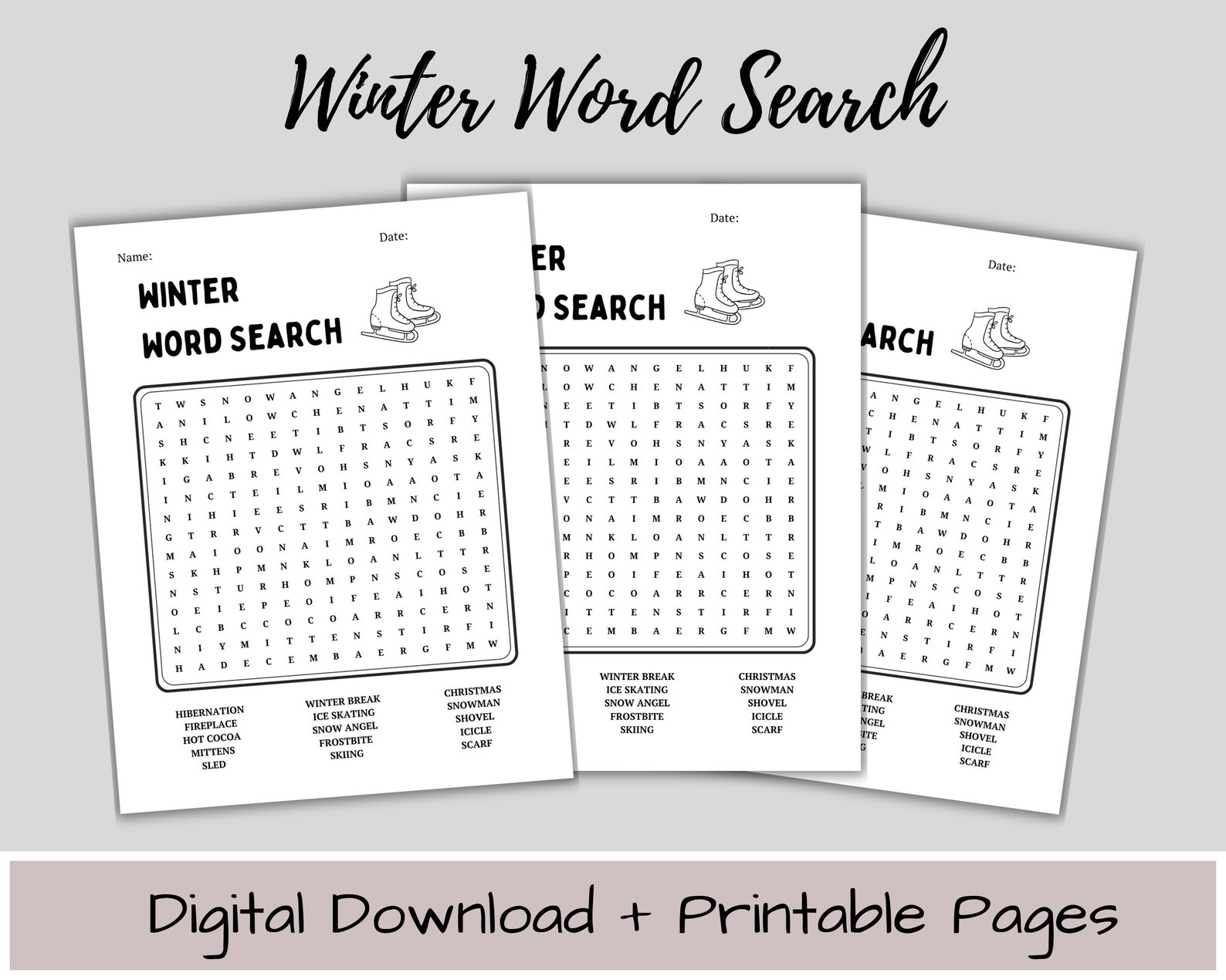 Winter Word Search, Printable Winter Games, Winter Activities for Kids ...