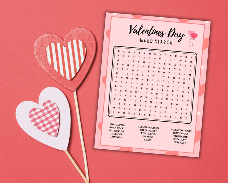 Valentine's Day Word Games, Valentines Day Word Search, Valentines Word ...