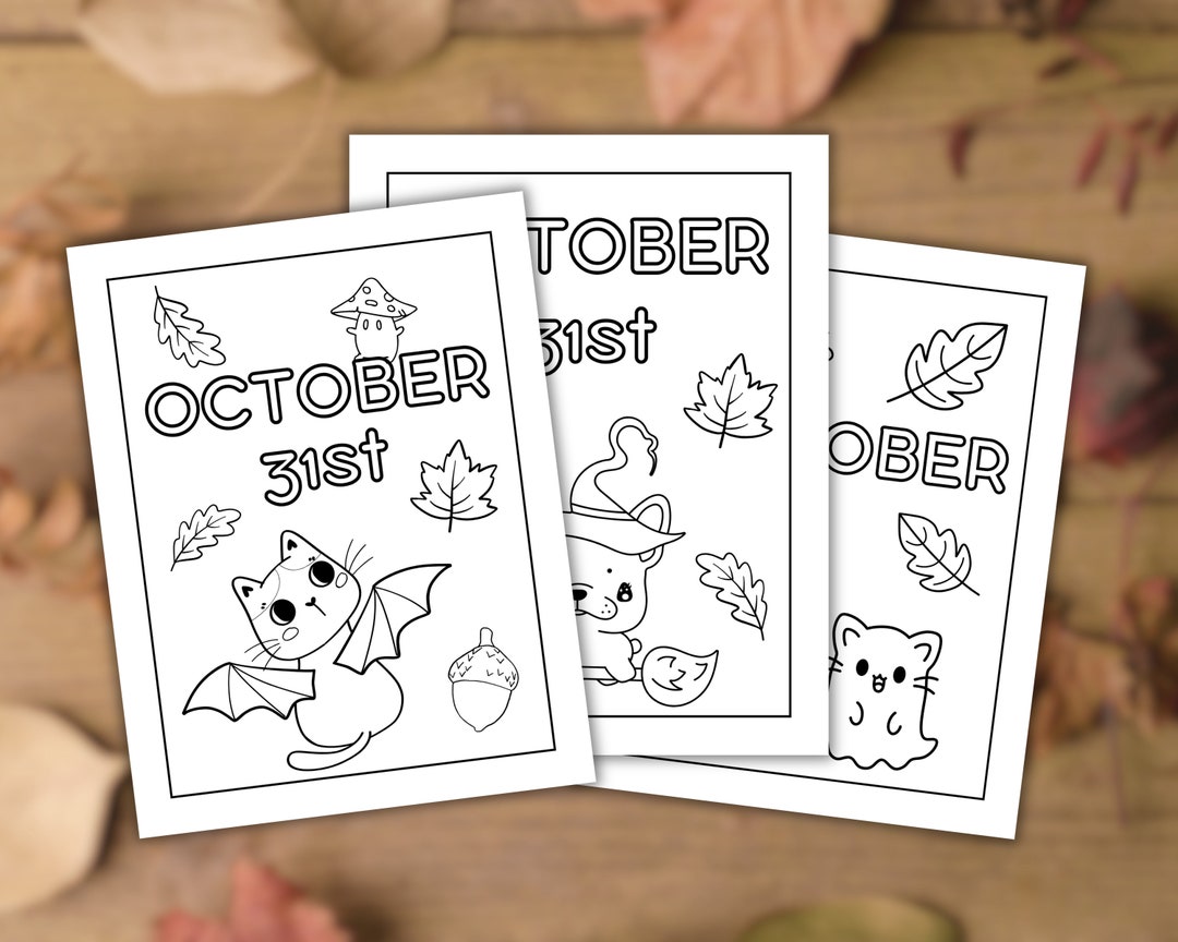 Halloween Coloring Pages Bundle, Printable Fall October Theme Coloring ...