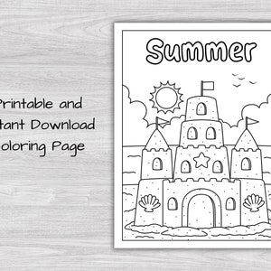 Sandcastle Summer Coloring Page, Beach Coloring Pages for Kids, Kids ...