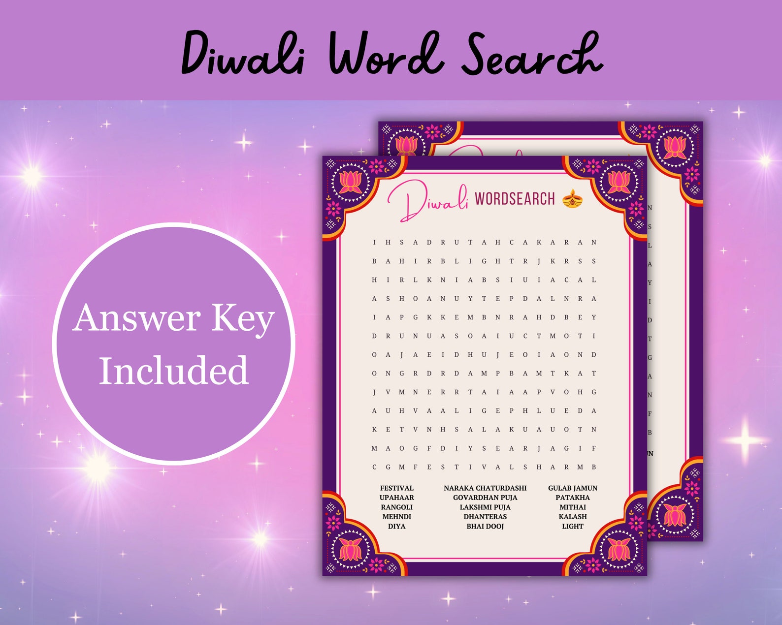 Diwali Word Search, Diwali Party Games, Diwali Printables, Diwali Games ...