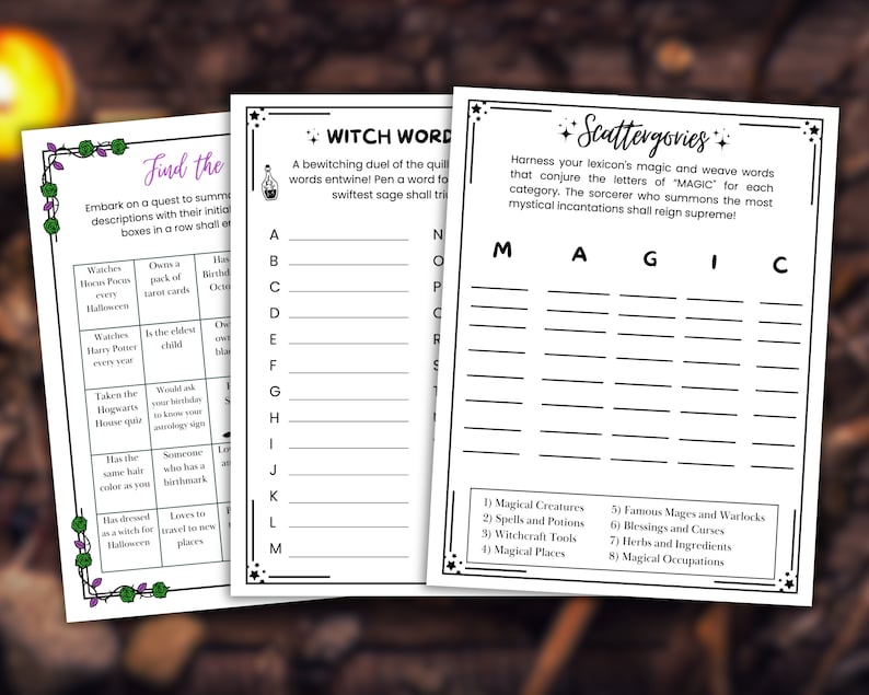 Witch Games, Witch Bridal Shower Games, Printable Halloween Bridal ...