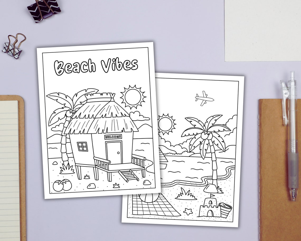 Summer Coloring Pages Bundle for Kids and Adults, 10 Printable Summer ...