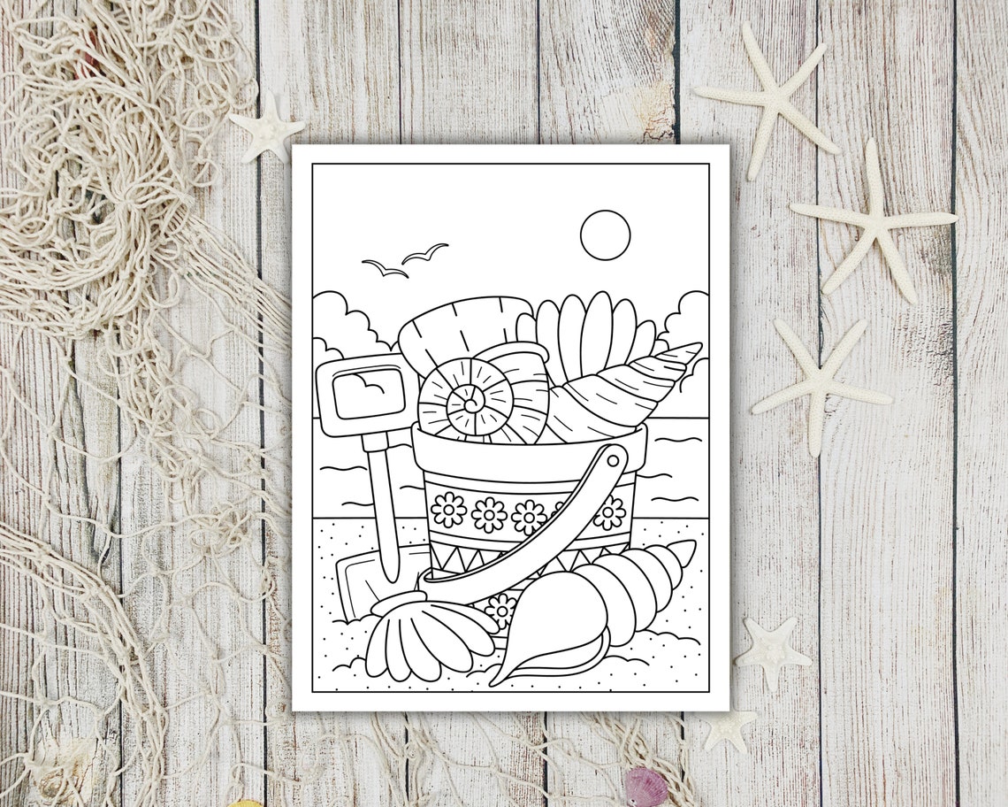 Summer Coloring Pages Bundle for Kids and Adults, 10 Printable Summer ...