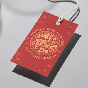 Lunar New Year Gift Tag, 2024 Year of the Dragon Gifts, Printable Lunar ...