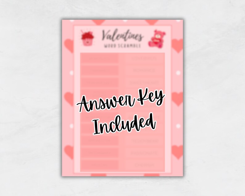 Valentine's Day Word Scramble Game, Printable Valentine's Day Activity ...