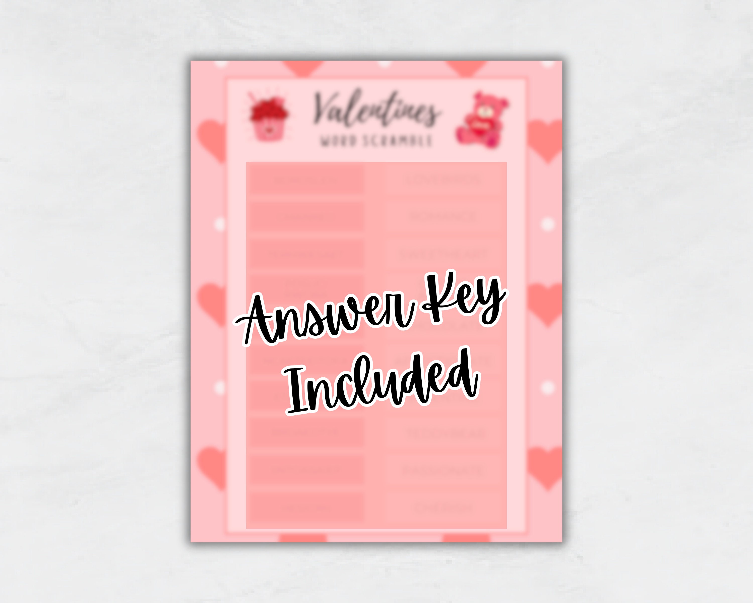 Valentine's Day Word Scramble Game, Printable Valentine's Day Activity ...