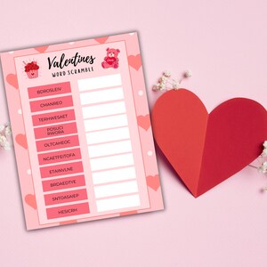Valentine's Day Word Scramble Game, Printable Valentine's Day Activity ...