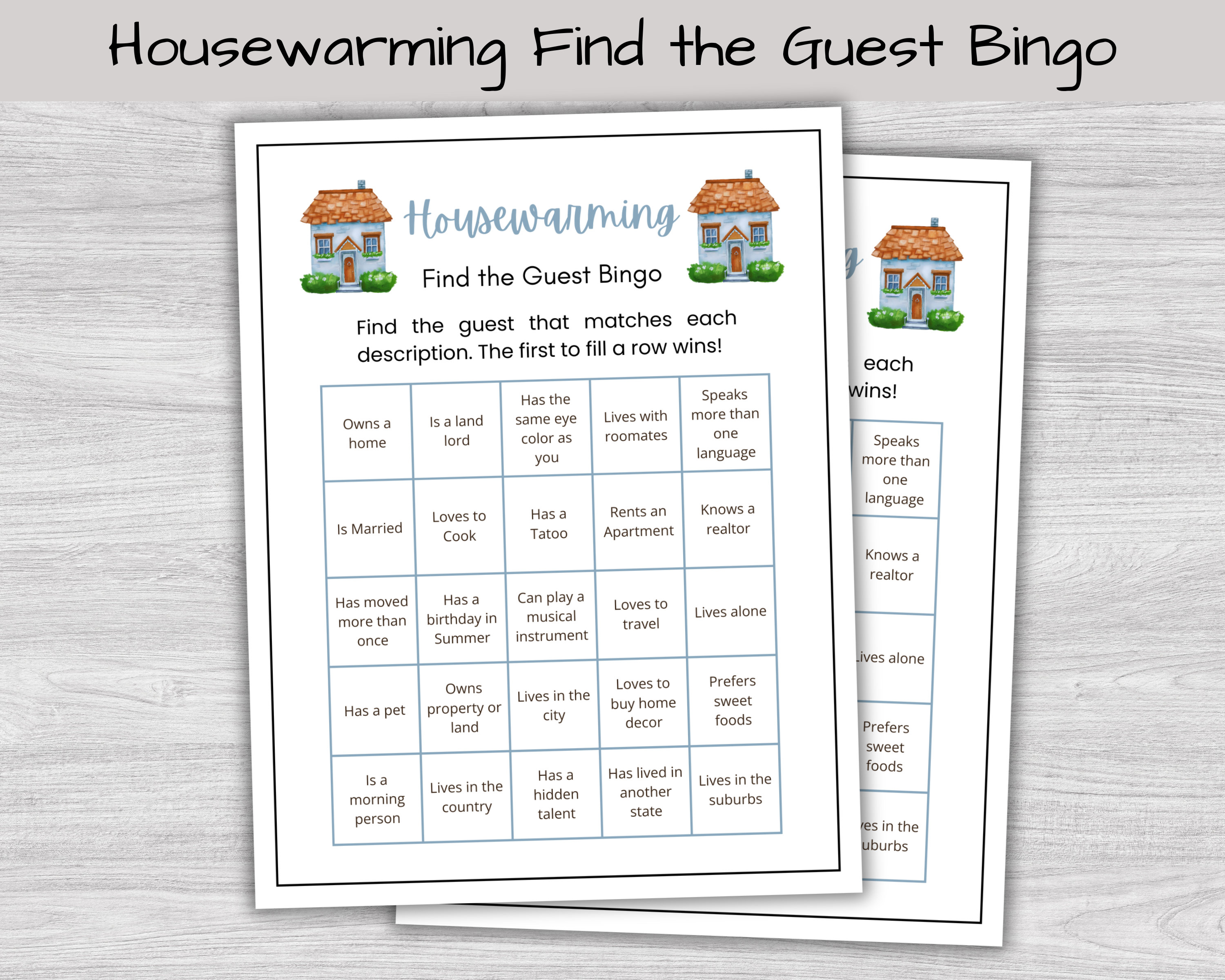 House Warming Games Printable Bingo Housewarming Party Games Printable