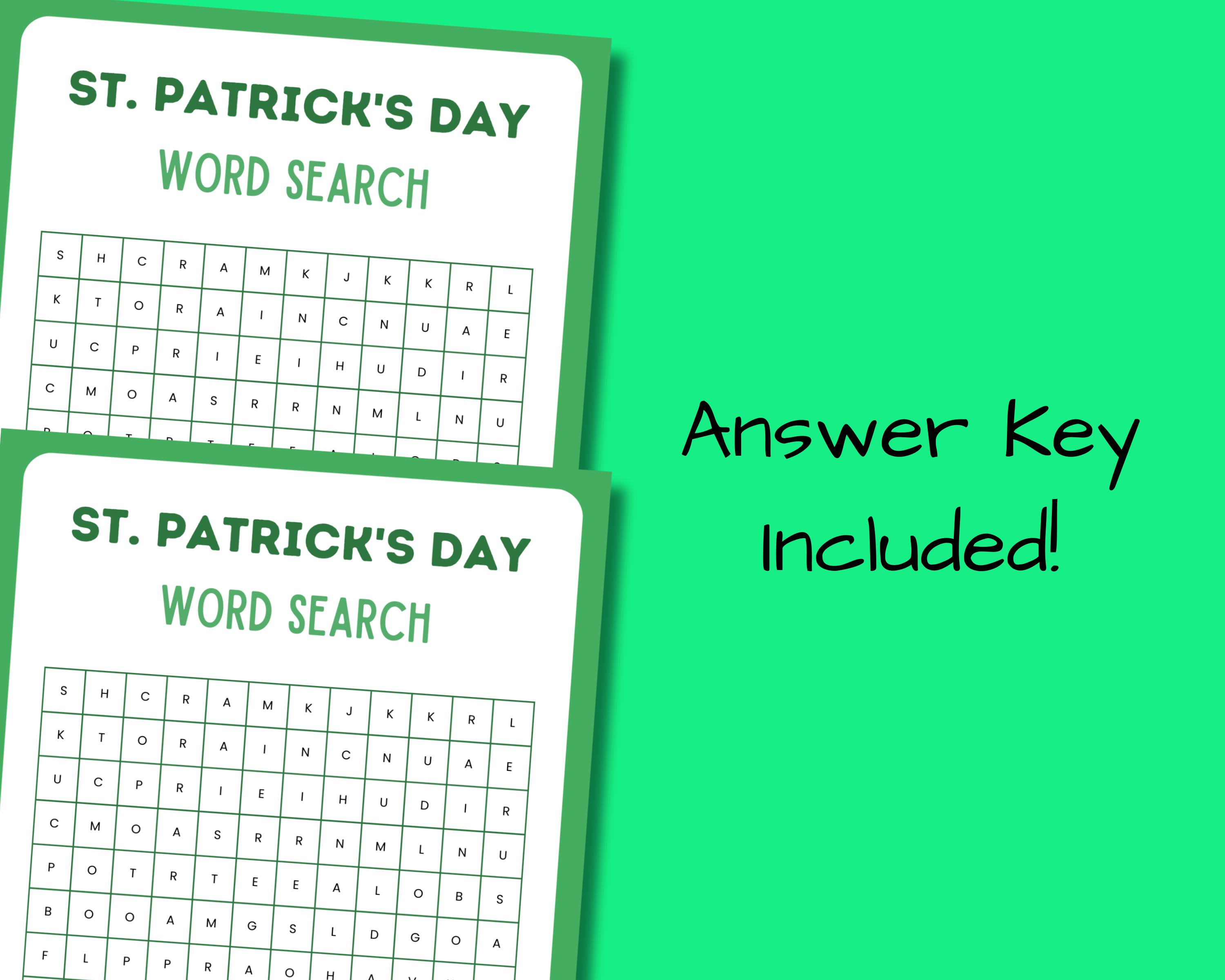 St Patrick's Day Word Search Worksheet, Printable St Patrick's Party ...