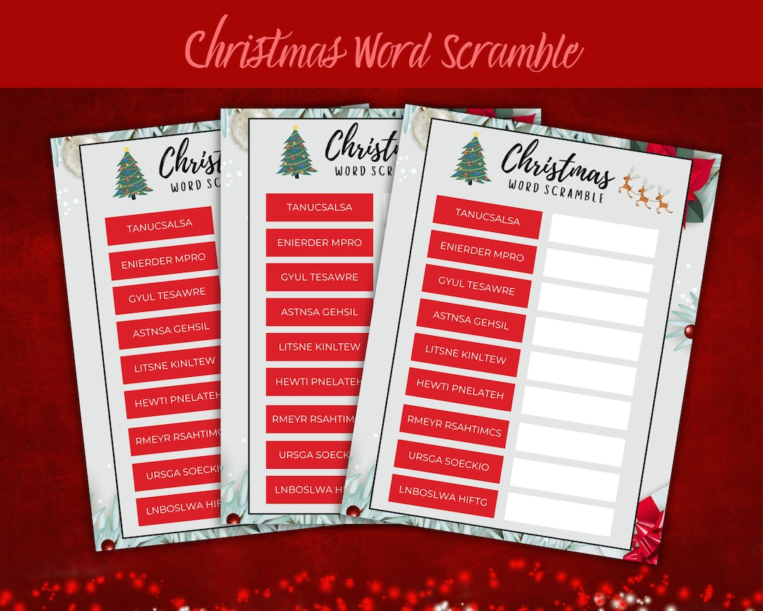 Christmas Word Scramble Game, Printable Christmas Word Scramble, Fun ...