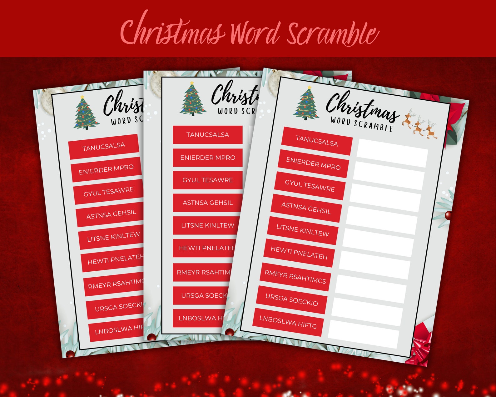 Christmas Word Scramble Game, Printable Christmas Word Scramble, Fun ...