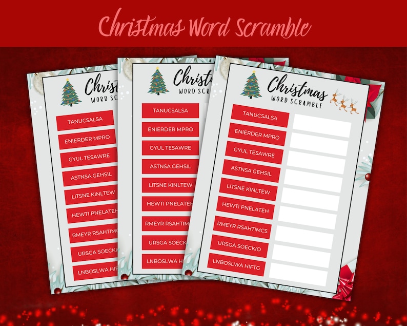 Christmas Word Scramble Game, Printable Christmas Word Scramble, Fun ...