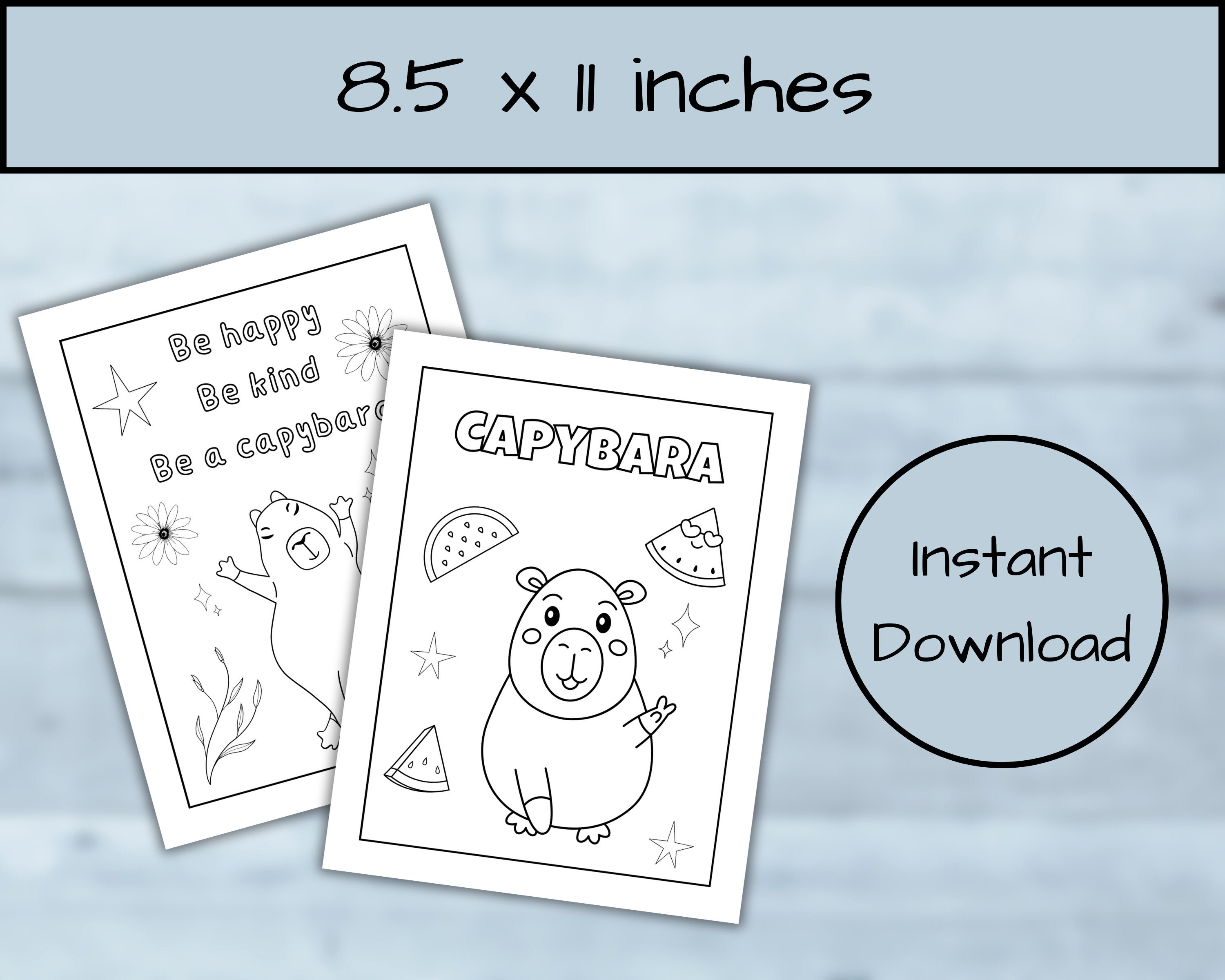 Capybara Coloring Pages Bundle | Capybara Print Digital Download ...