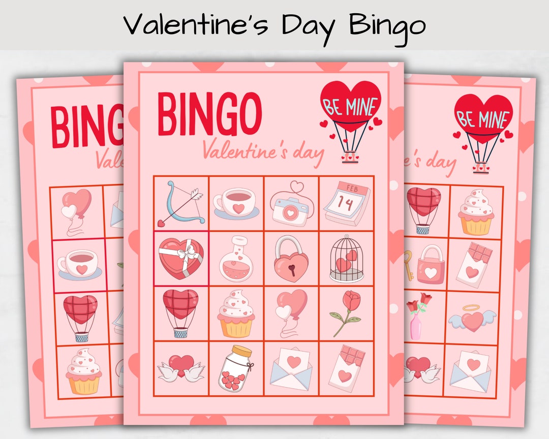 Valentine's Day Bingo, 30 Valentine Printable Bingo Cards, Valentines ...