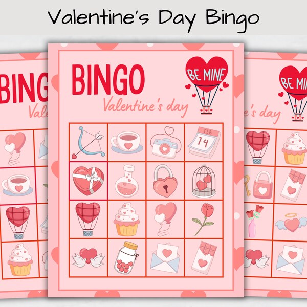 Valentine Bingo Cards - Etsy