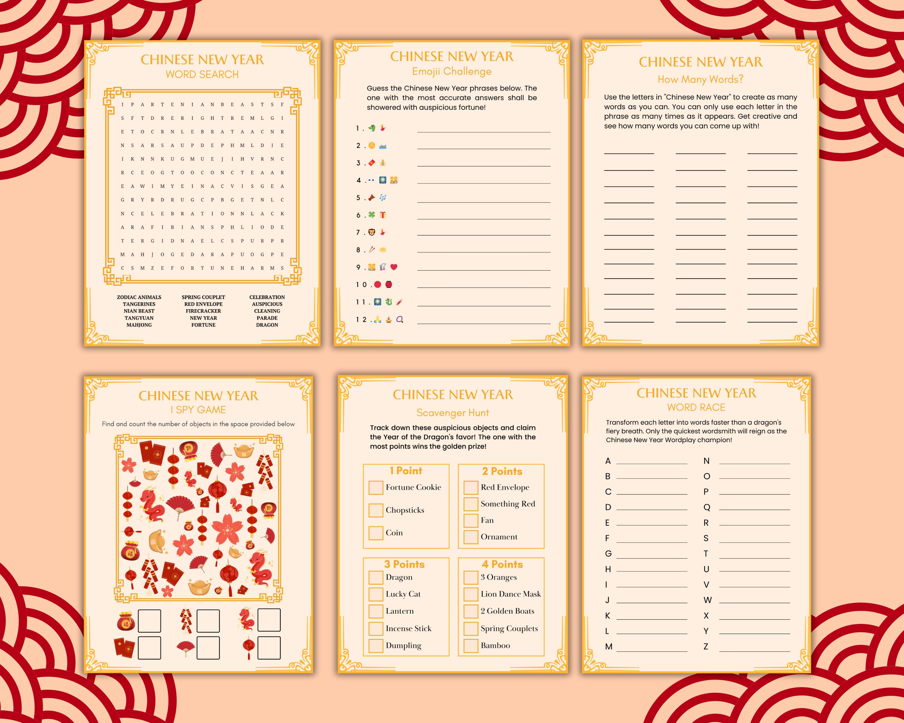 Chinese New Year Activity Bundle, Chinese New Year Party Games, Lunar ...