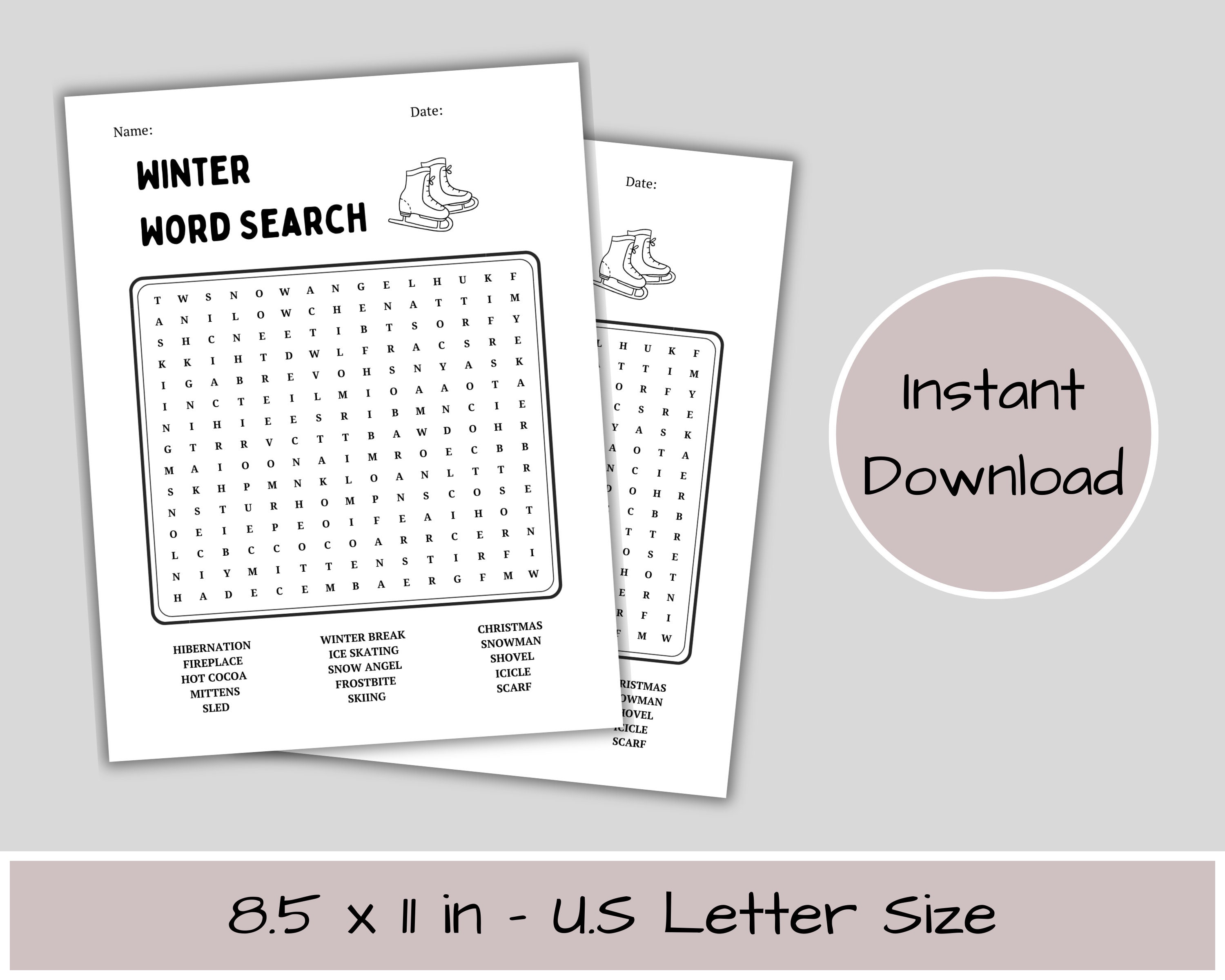 Winter Word Search, Printable Winter Games, Winter Activities for Kids ...