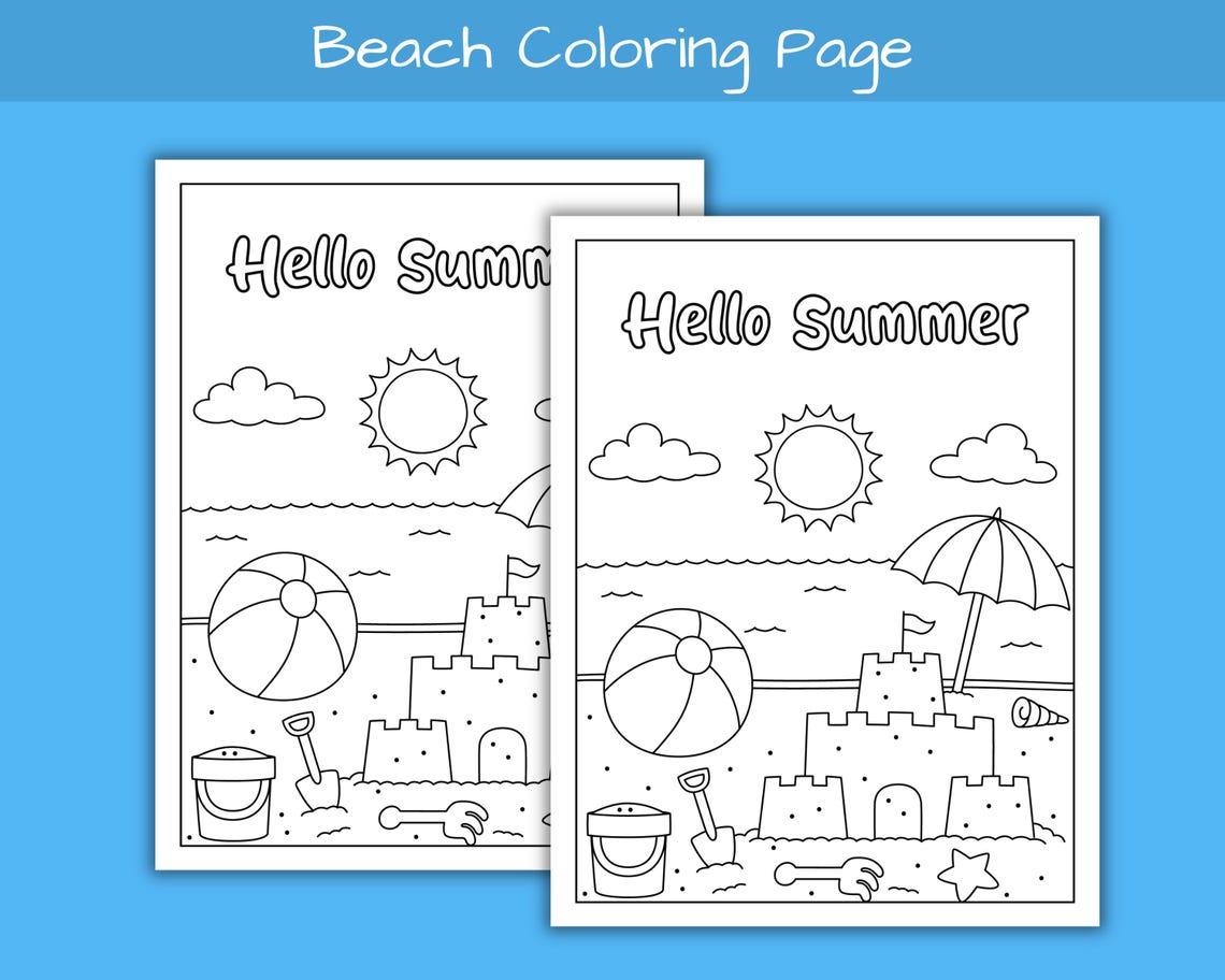 Beach Coloring Page, Printable Beach Coloring Pages for Kids, Kids ...