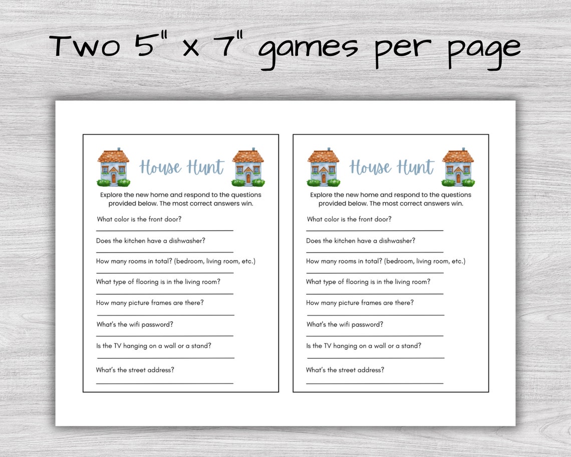 Housewarming Party Games, Housewarming House Hunt Game, Printable ...