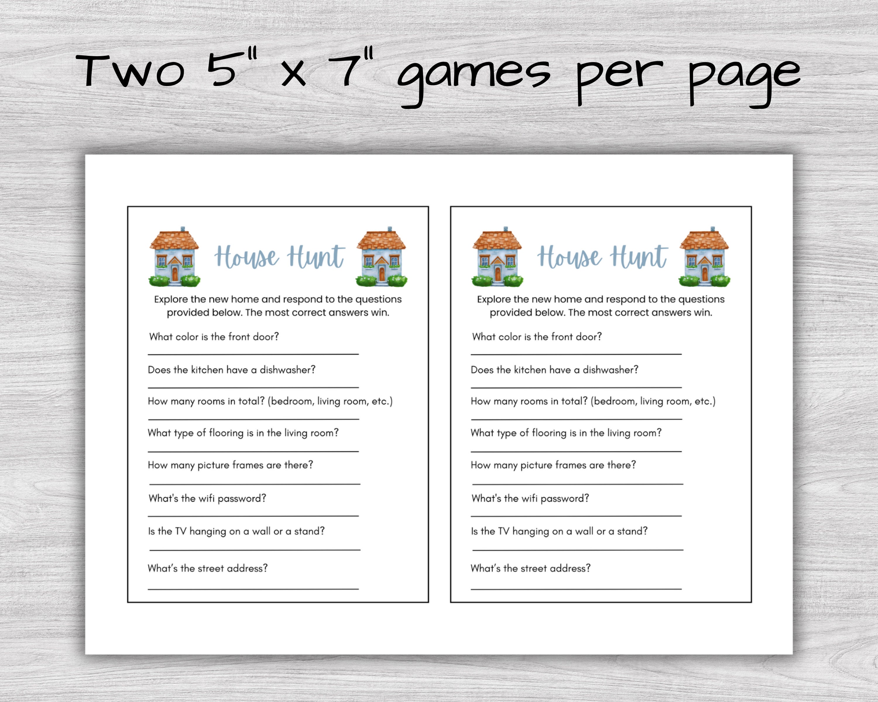 Housewarming Party Games, Housewarming House Hunt Game, Printable ...