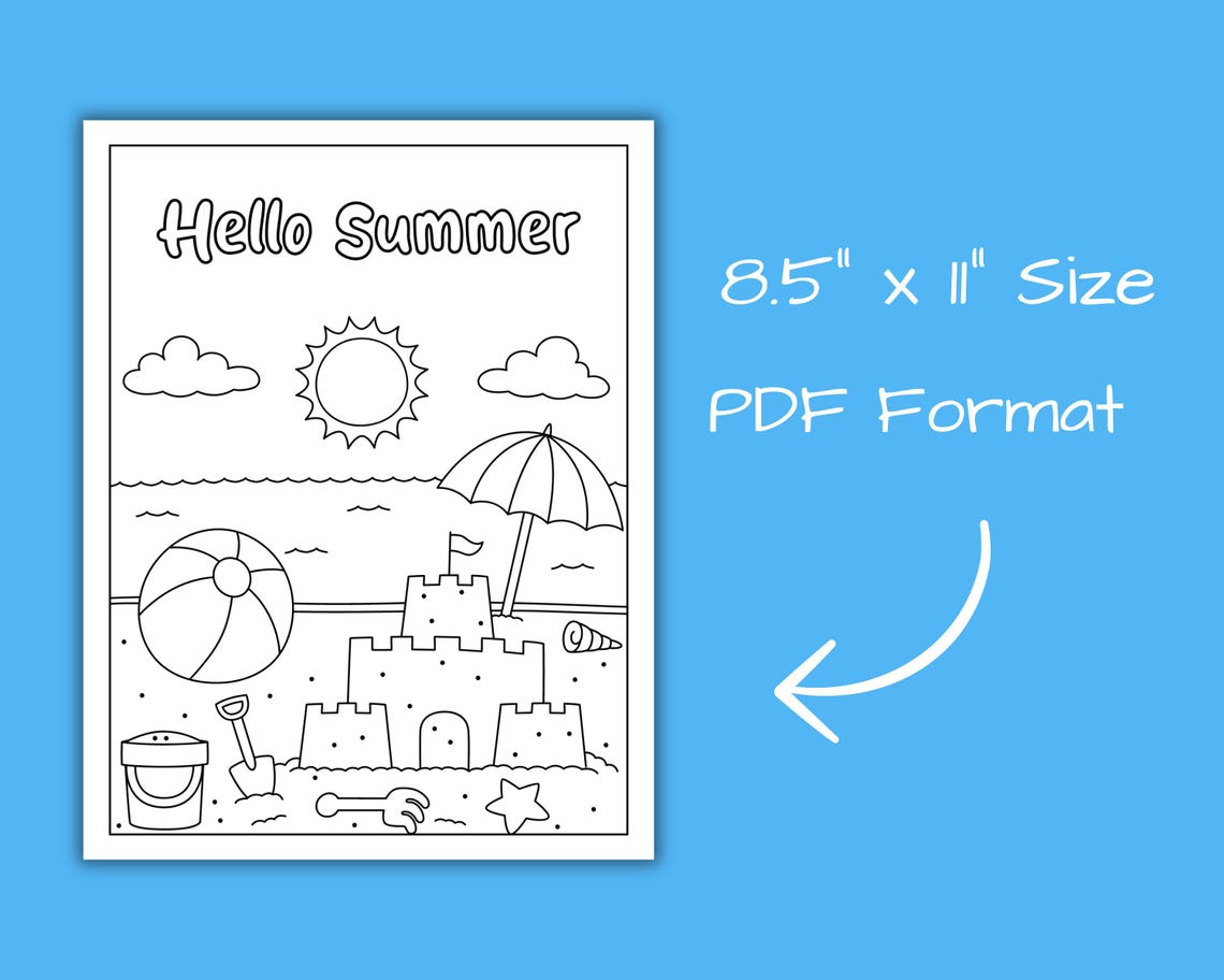 Beach Coloring Page, Printable Beach Coloring Pages for Kids, Kids ...