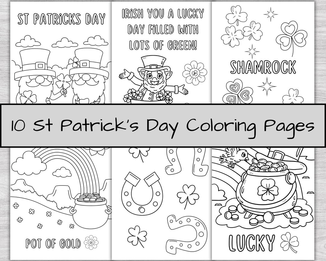 St Patrick's Day Coloring Book Bundle, 10 Printable St Patrick's Day ...