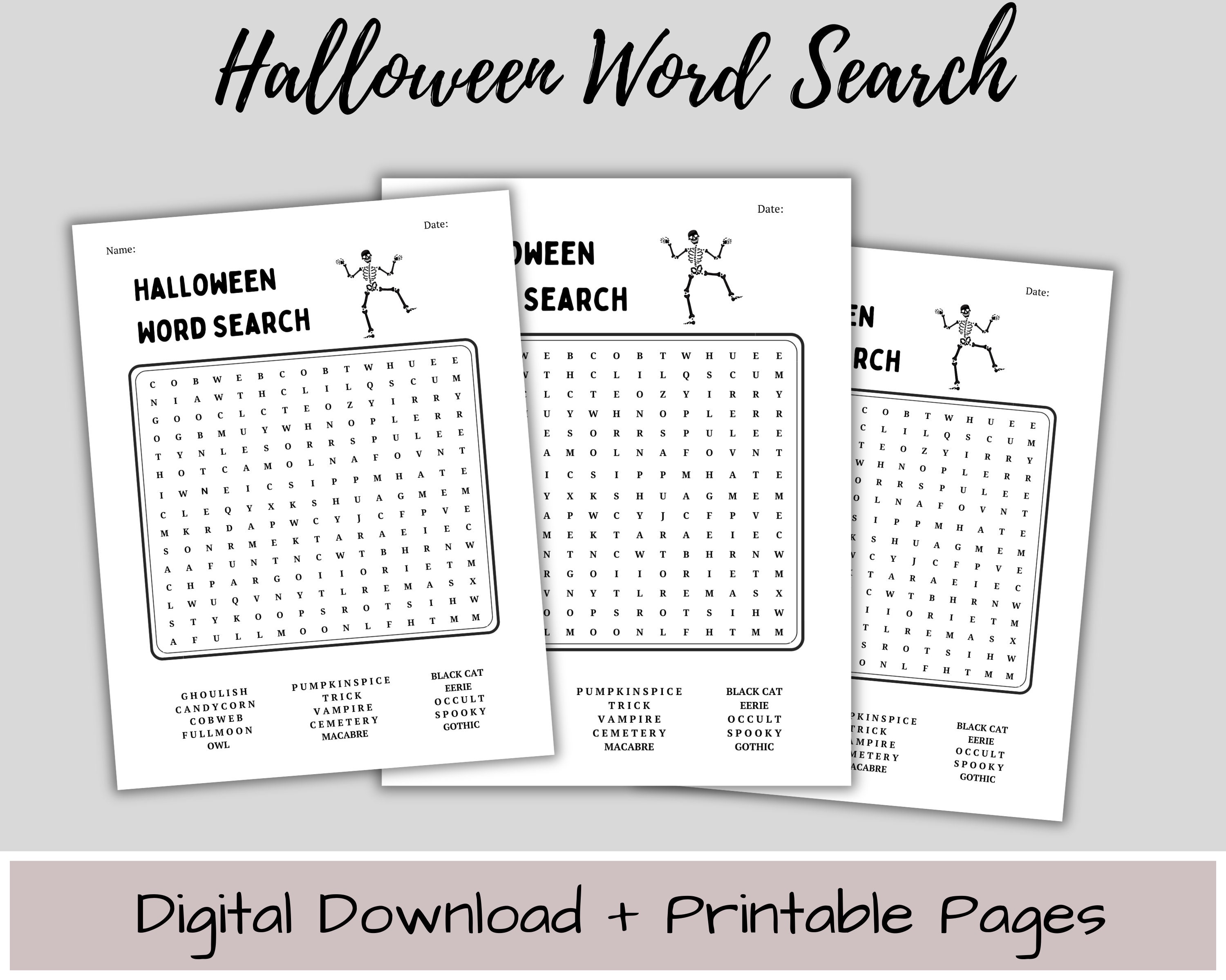 Halloween Word Search Game, Printable Word Search, Halloween Party ...