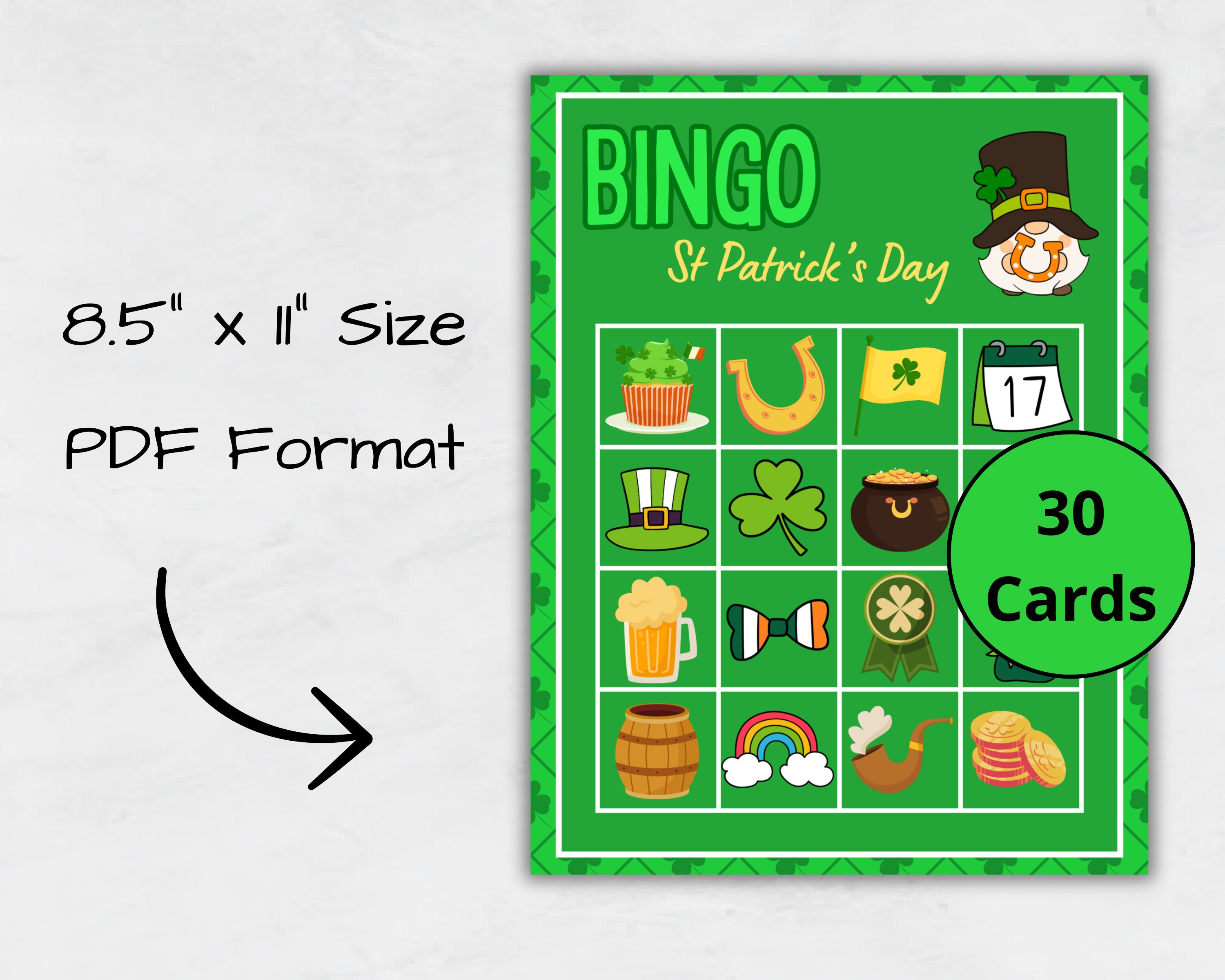 St Patrick's Day Bingo, 30 St Patrick's Day Printable Bingo Cards, St ...