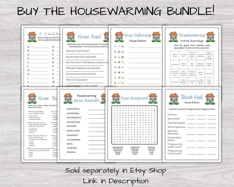 Housewarming Party Games, Housewarming House Hunt Game, Printable ...