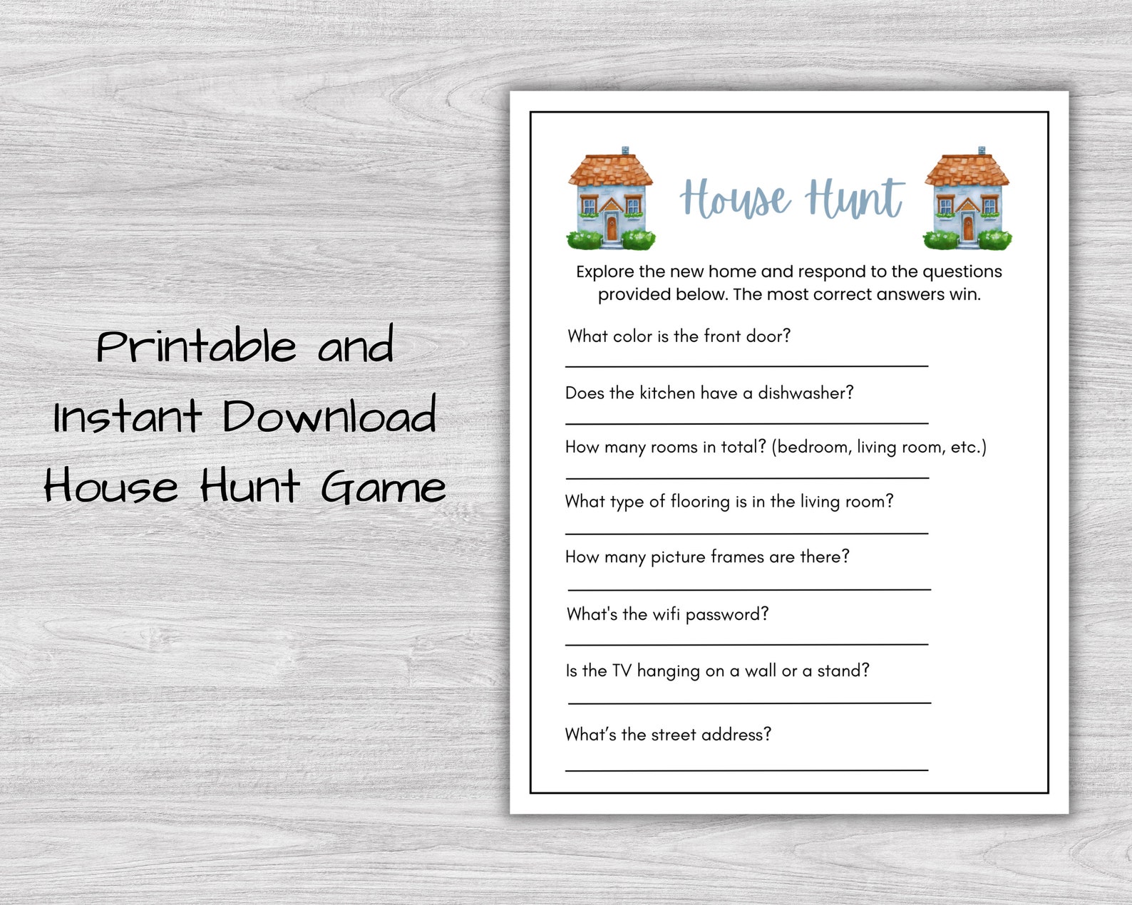 Housewarming Party Games, Housewarming House Hunt Game, Printable ...