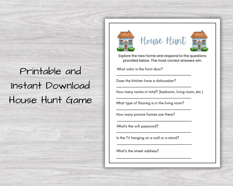 Housewarming Party Games, Housewarming House Hunt Game, Printable ...