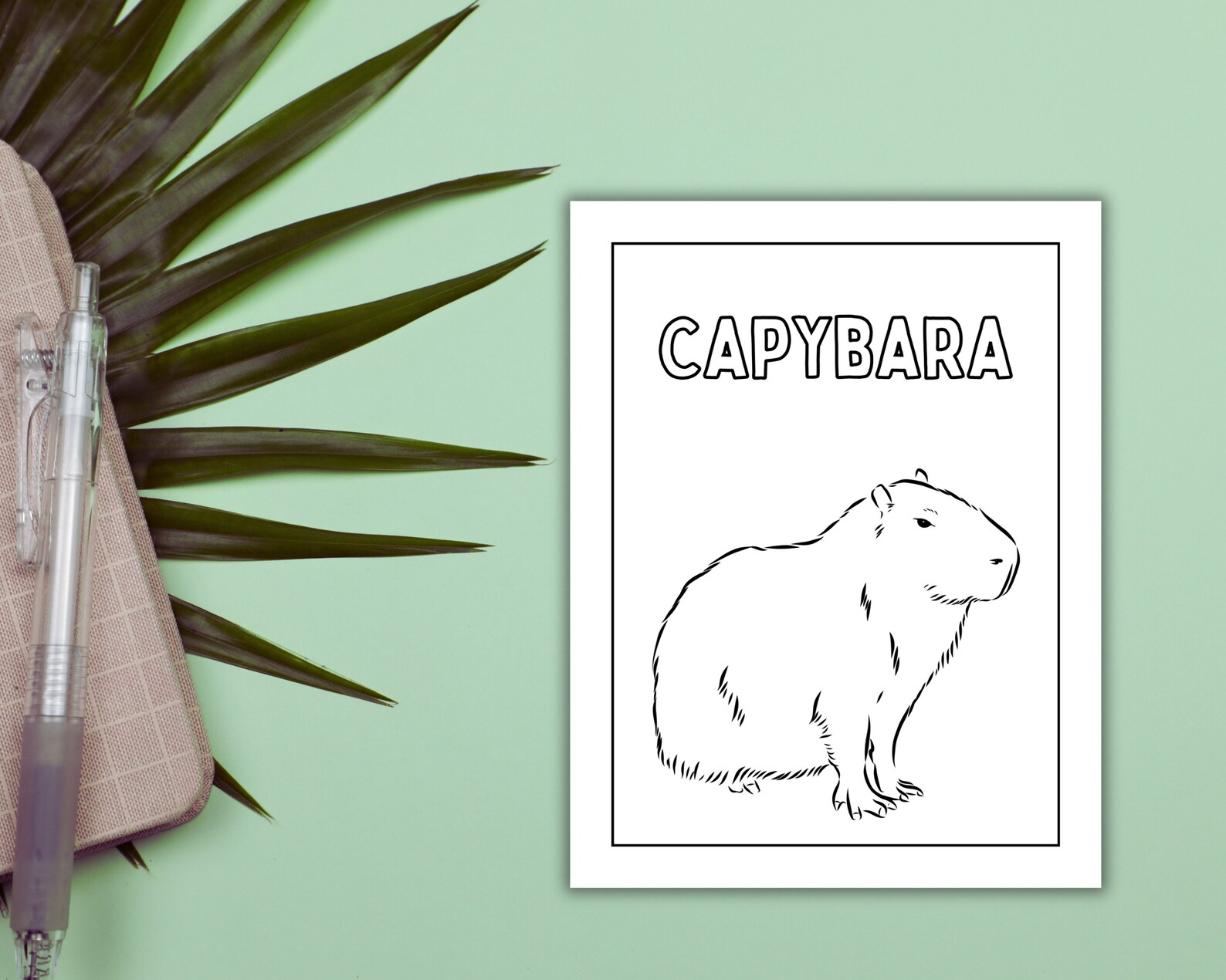 Capybara Coloring Page Capybara Gift Printable Coloring Book for Kids ...