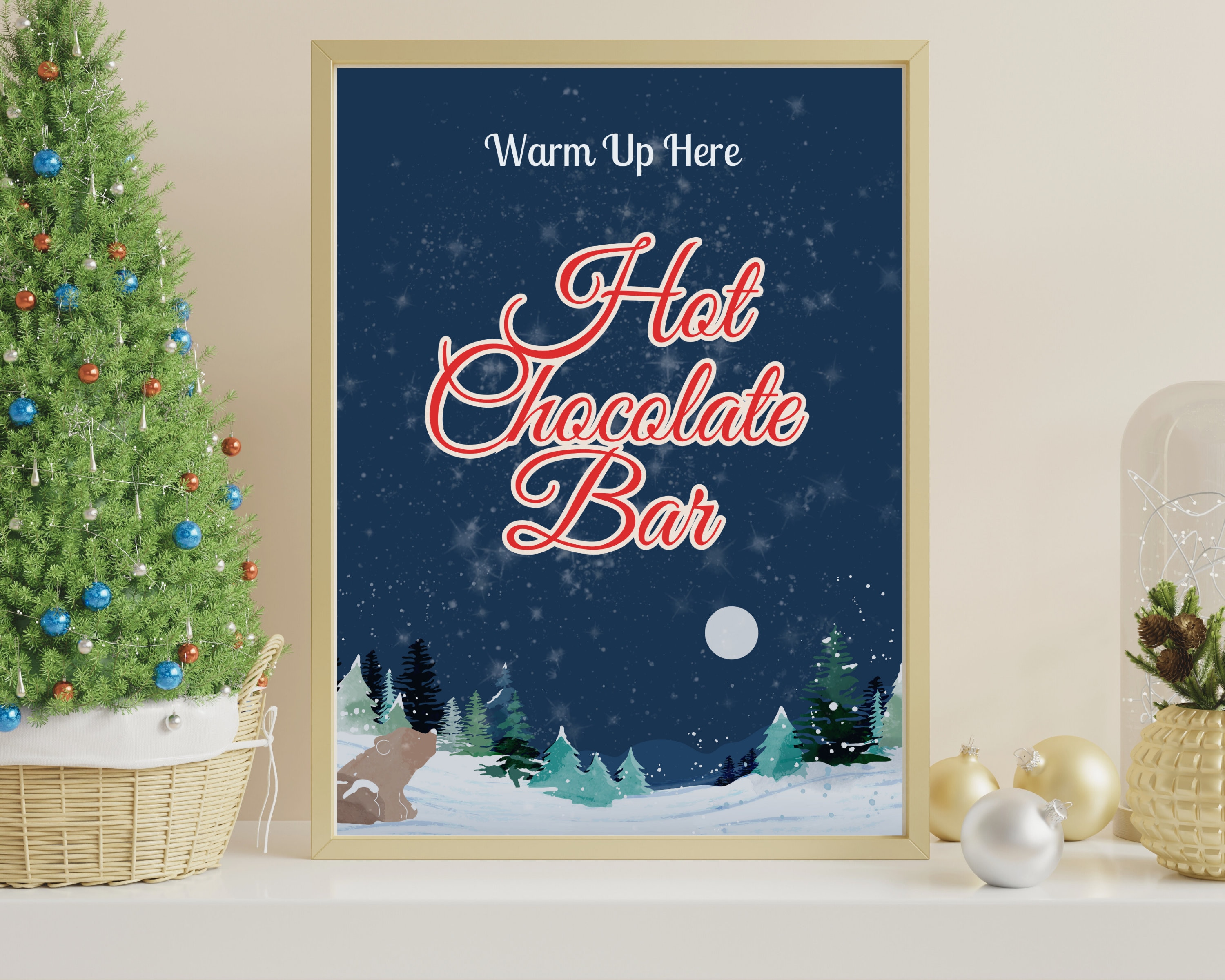 Hot Chocolate Bar Sign Printable, Hot Coca Bar Sign, Christmas Hot ...