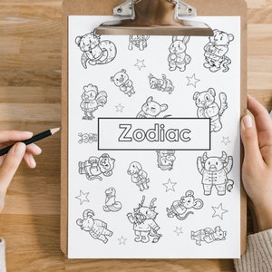 Chinese Zodiac Animals Printable Coloring Page, Chinese Zodiac Signs ...