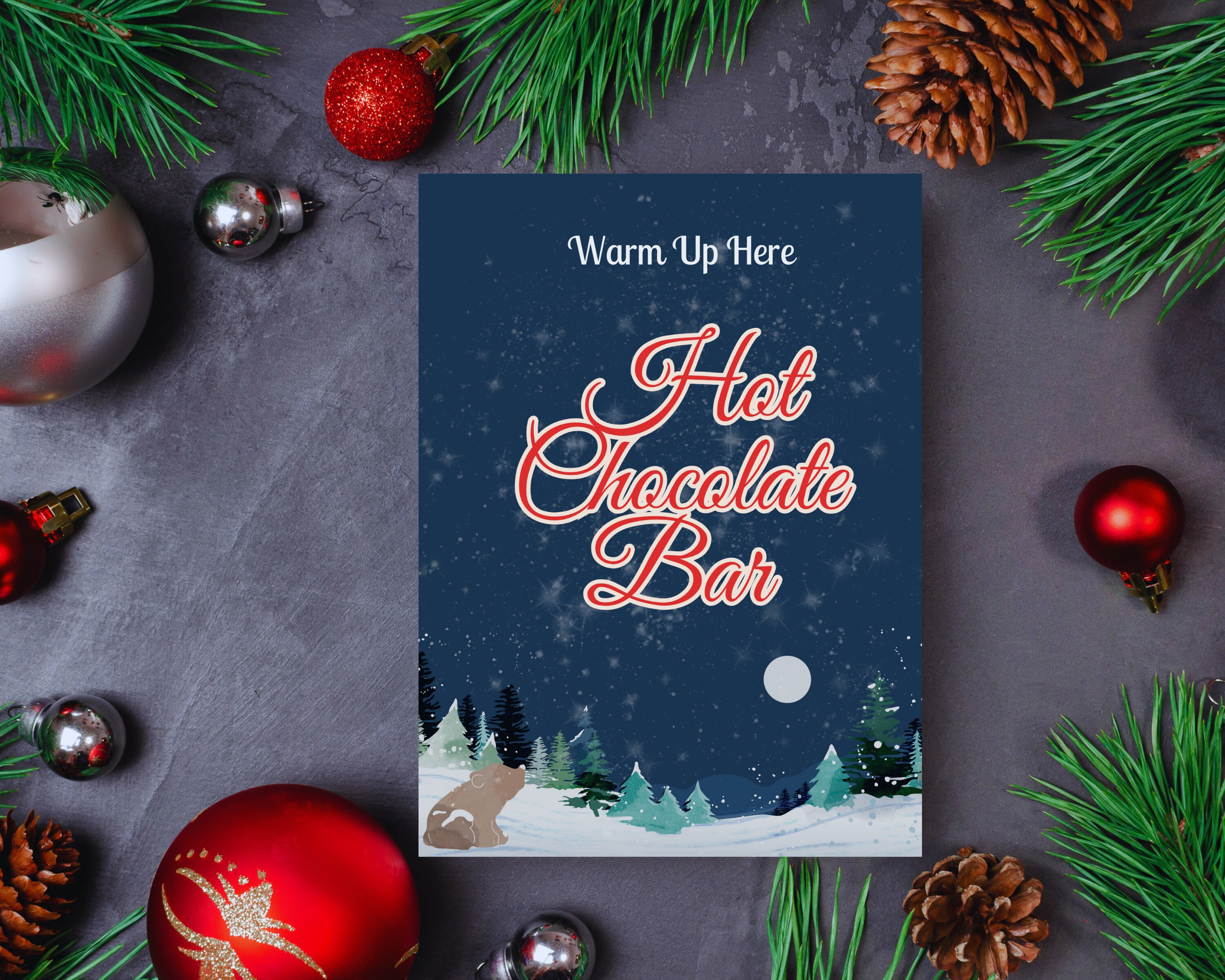 Hot Chocolate Bar Sign Printable, Hot Coca Bar Sign, Christmas Hot ...