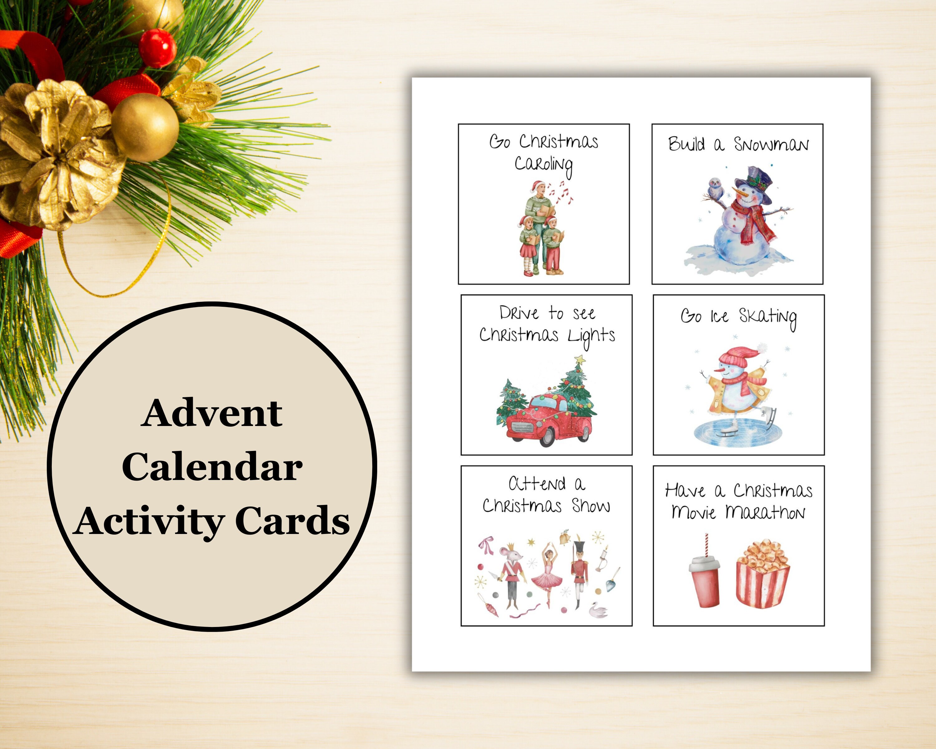 30 Christmas Advent Calendar Activity Cards Printable | Kids Advent ...