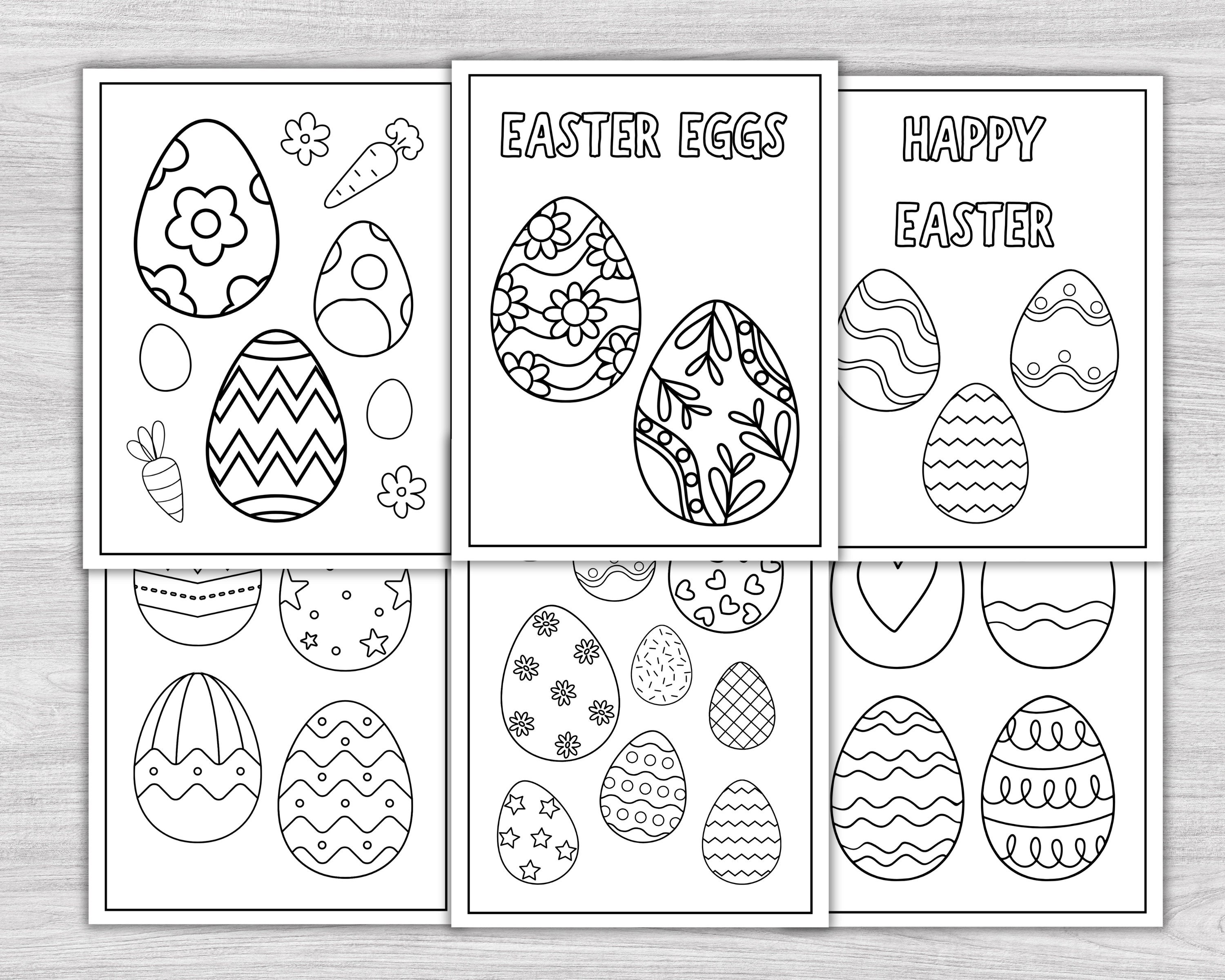 20 Easter Egg Coloring Pages Bundle, Printable Easter Coloring Book for ...