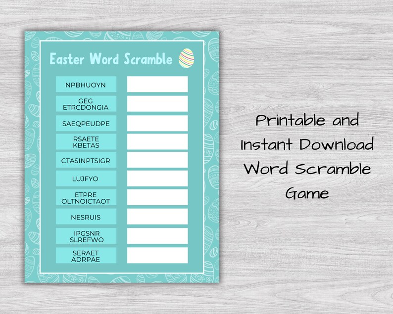 Easter Word Scramble Game, Printable Easter Activity for Kids and ...