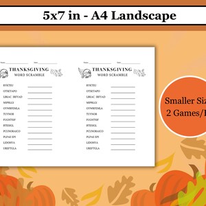 Thanksgiving Word Scramble, Thanksgiving Printable Games, Fall Games ...